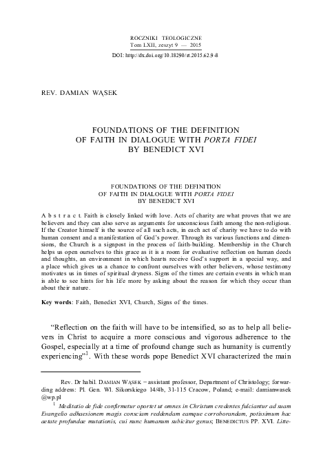 (PDF) Foundations of the definition of faith in dialogue with Porta ...