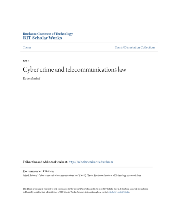 (PDF) Cyber crime and telecommunications law