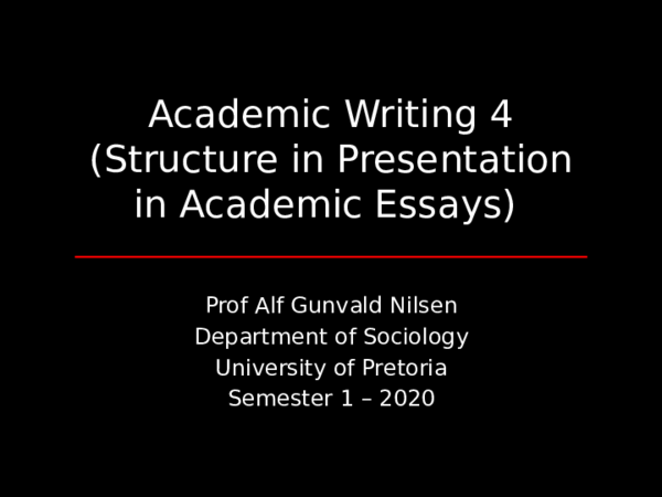 (PPT) Academic Writing 4 (Structure in Presentation in Academic Essays)