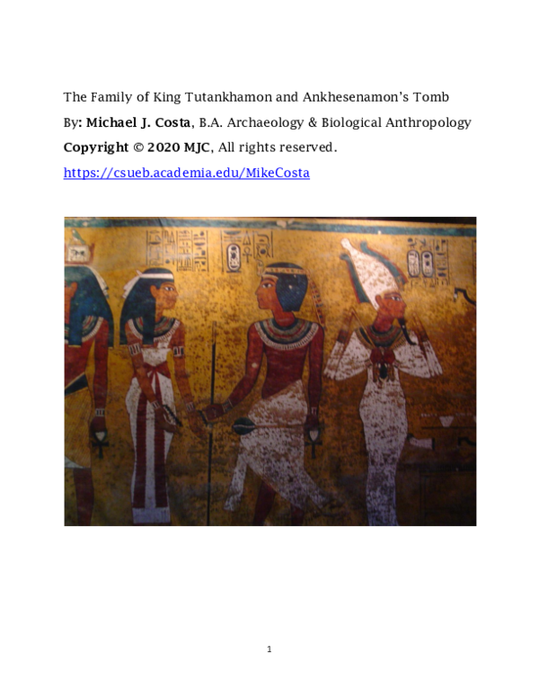 (PDF) The Family of King Tutankhamon and Ankhesenamon's Tomb