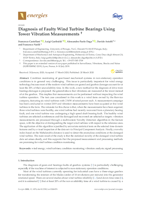 (PDF) Wind Turbine Bearing Diagnosis via Vibration