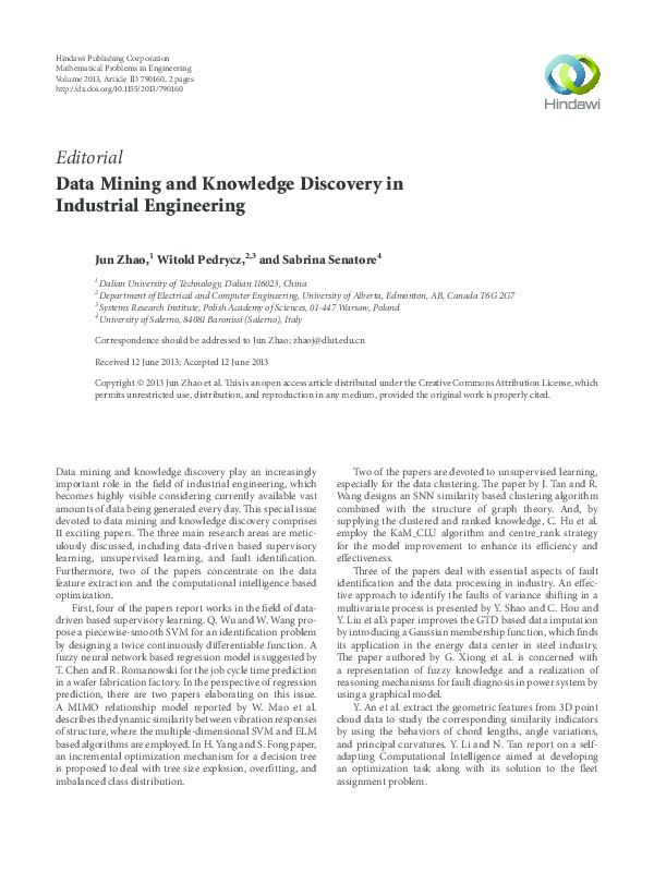(PDF) Data mining and knowledge discovery in industrial engineering