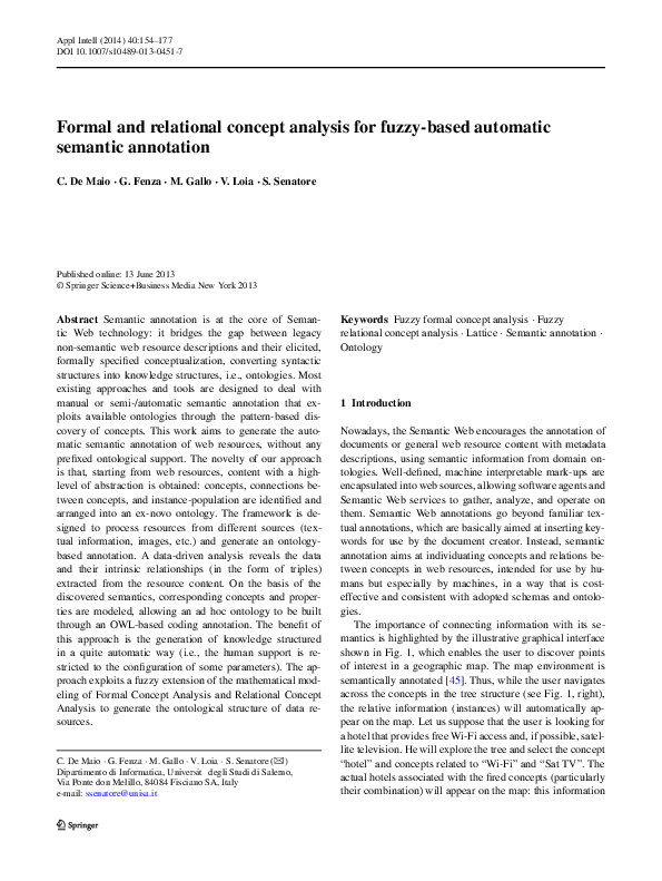 Pdf Formal And Relational Concept Analysis For Fuzzy Based Automatic Semantic Annotation