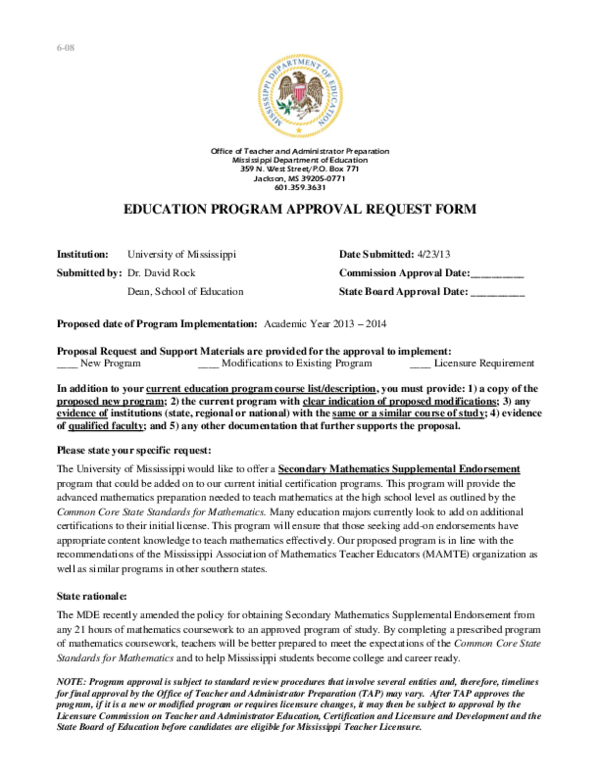 (PDF) EDUCATION PROGRAM APPROVAL REQUEST FORM