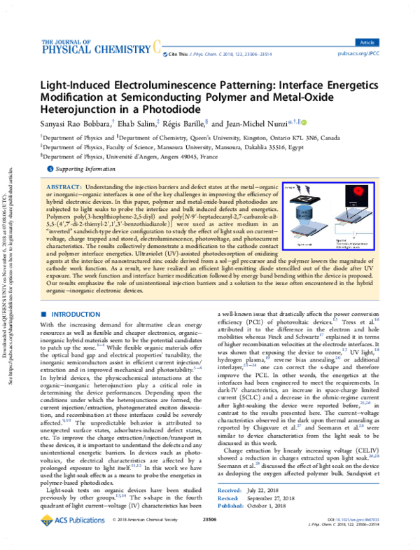 (PDF) Light-Induced Electroluminescence Patterning: Interface ...