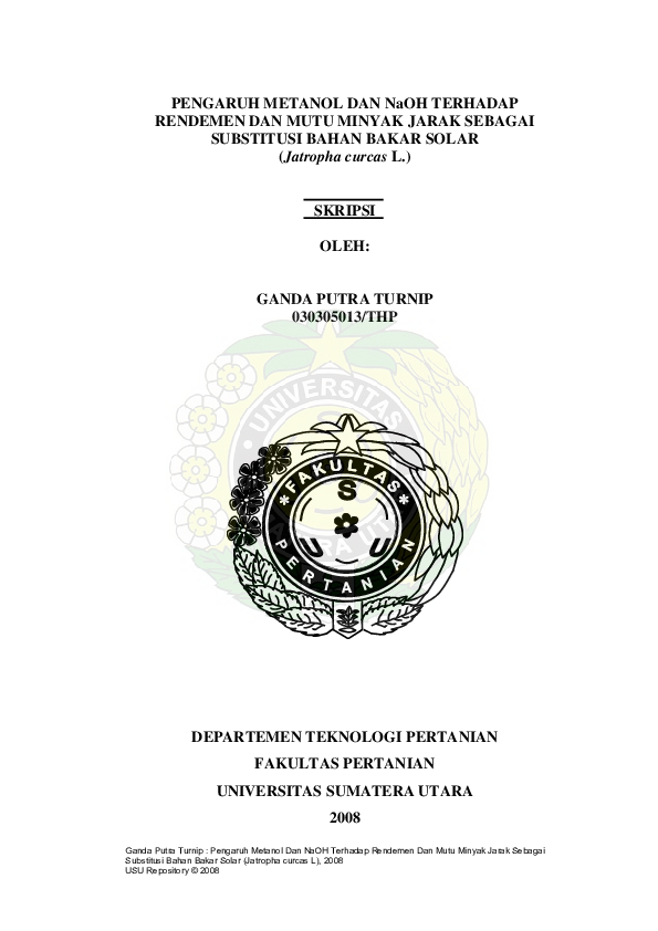 (PDF) PENGARUH METANOL DAN NaOH TERHADAP RENDEMEN DAN MUTU MINYAK JARAK ...