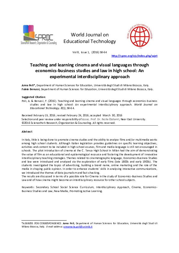 (PDF) Teaching and learning cinema and visual languages through ...