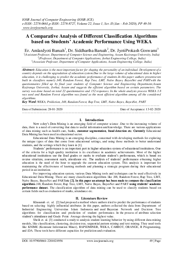 Pdf A Comparative Analysis Of Different Classification Algorithms