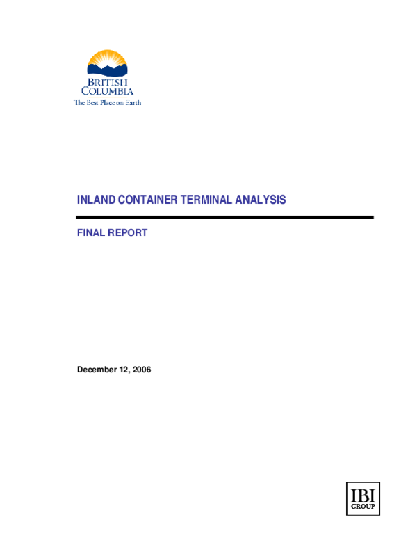 (PDF) INLAND CONTAINER TERMINAL ANALYSIS FINAL REPORT