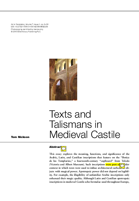 (PDF) Texts and Talismans in Medieval Castile