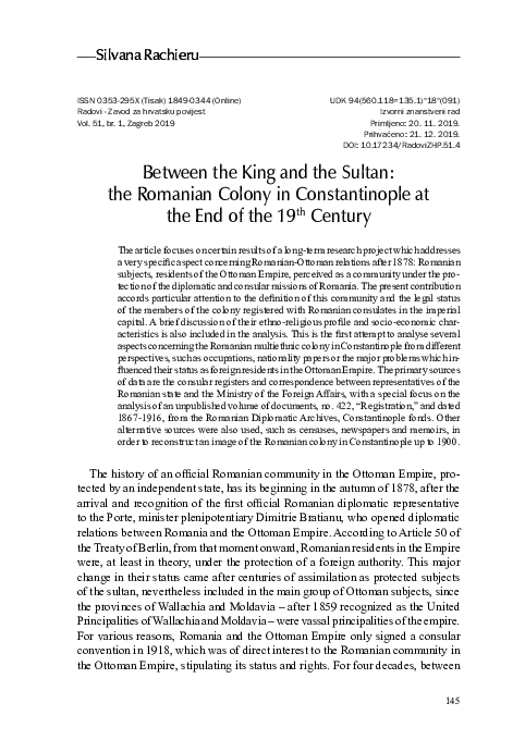 (PDF) Between the King and the Sultan: the Romanian Colony in ...