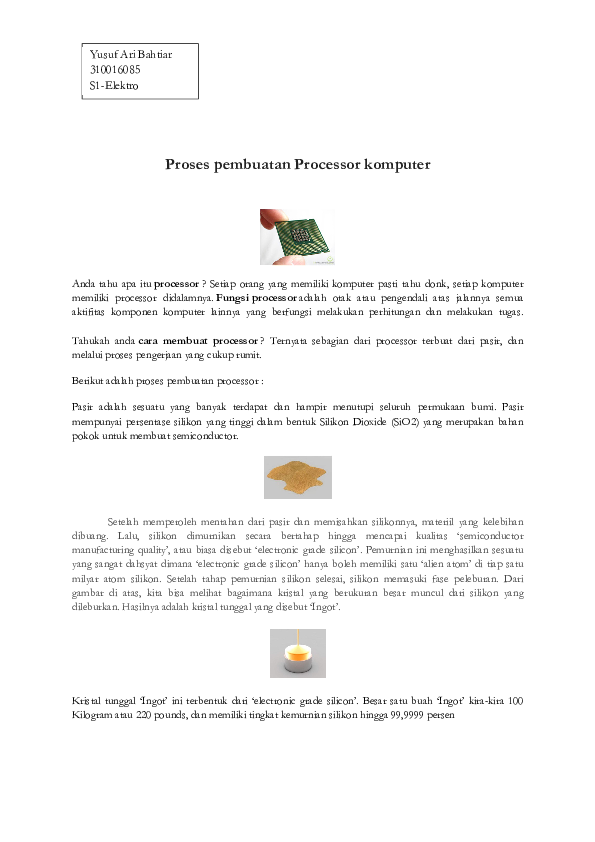 (PDF) Proses pembuatan Processor komputer