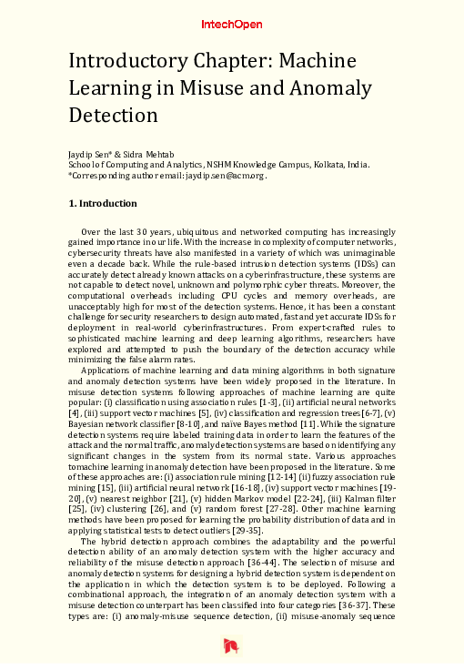(PDF) Introductory Chapter: Machine Learning in Misuse and Anomaly ...