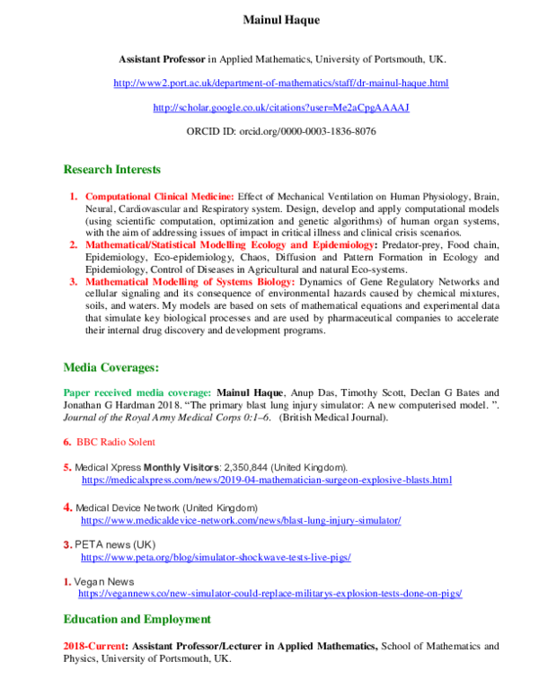 (PDF) Mainul fullCv academic Assistant Prof