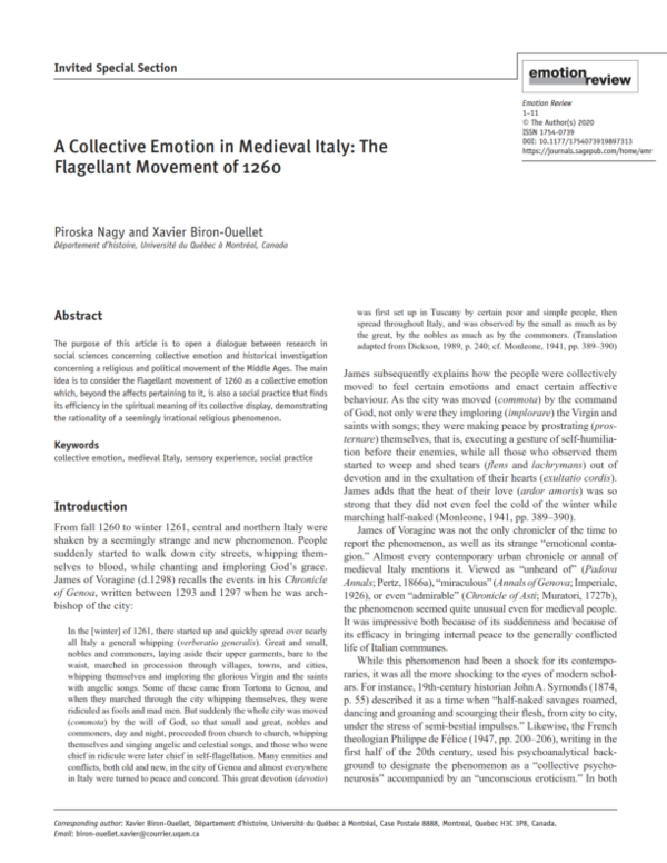(PDF) A Collective Emotion in Medieval Italy: The Flagellant Movement ...