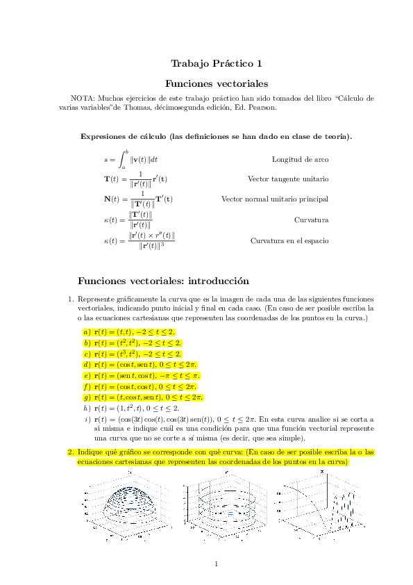 (PDF) Trabajo Práctico 1 Funciones vectoriales