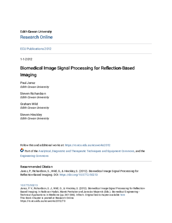 (PDF) Biomedical Image Signal Processing for Reflection-Based Imaging