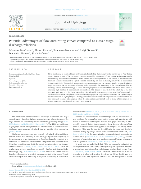 (PDF) Potential advantages of flow-area rating curves compared to ...