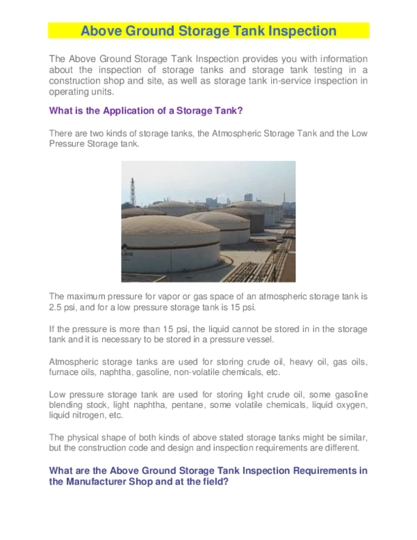 (PDF) Above Ground Storage Tank Inspection