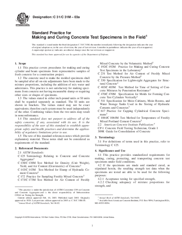 (PDF) Standard Practice for Making and Curing Concrete Test Specimens ...