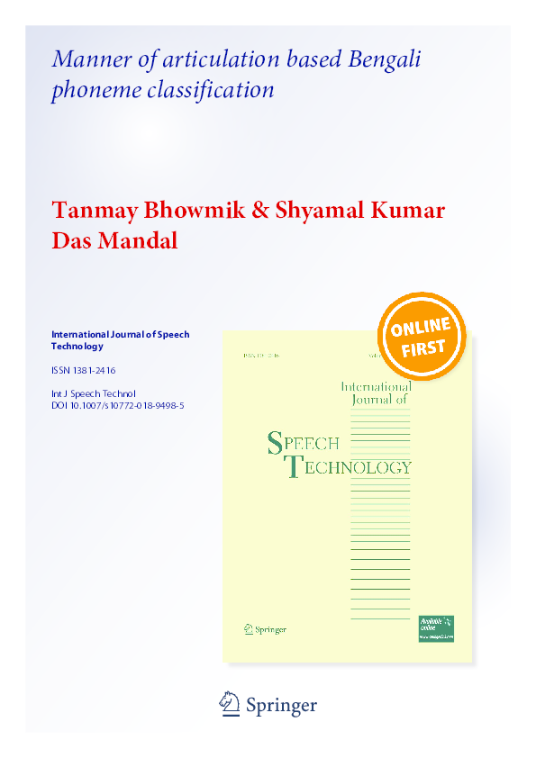 (PDF) Manner of articulation based Bengali phoneme classification