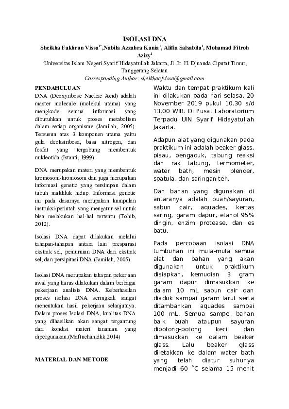 (DOC) JURNAL BIDOAS 8 - ISOLASI DNA