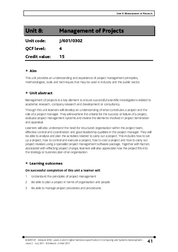 (PDF) UNIT 8: MANAGEMENT OF PROJECTS