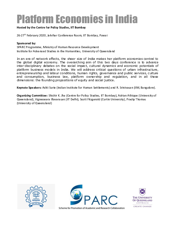 (PDF) Platform Economies in India 26-27th February 2020 Programme