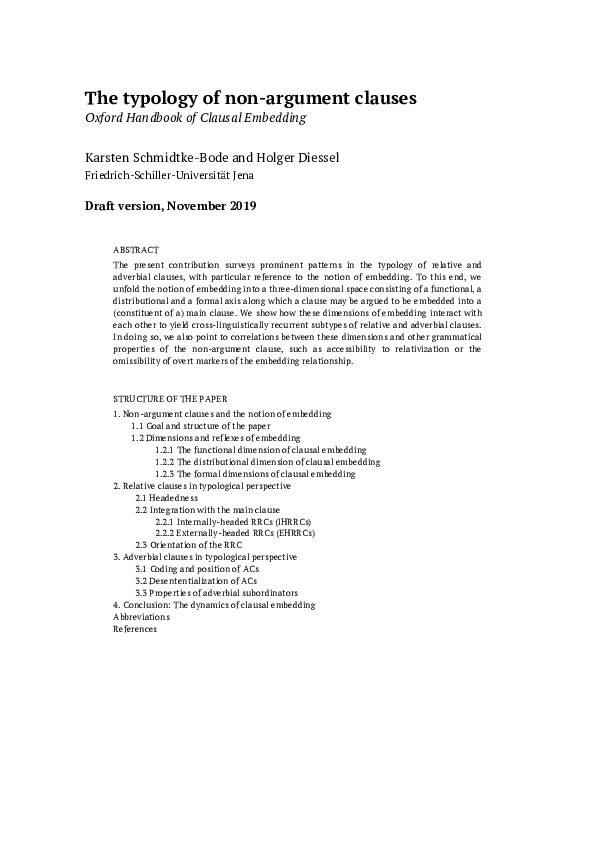 (PDF) The typology of non argument clauses