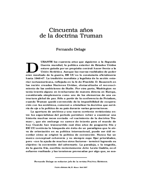 (PDF) Cincuenta años de la doctrina Truman