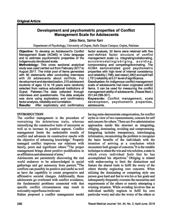 (PDF) Development and psychometric properties of Conflict Management ...