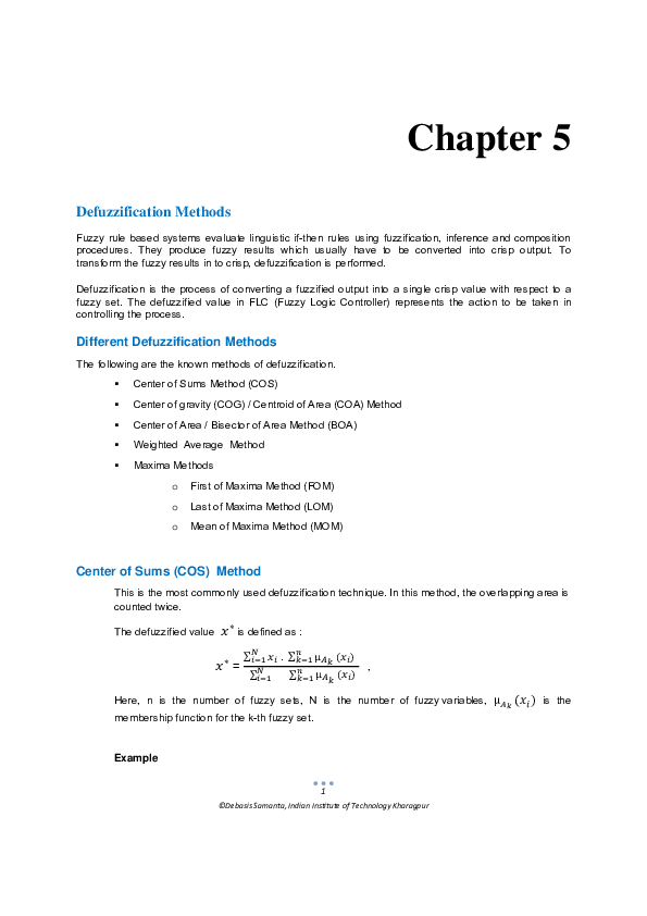 (PDF) Chapter 5 Defuzzification Methods