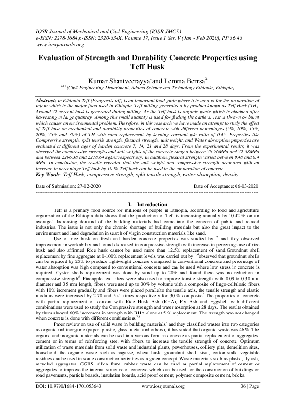 (PDF) Evaluation of Strength and Durability Concrete Properties using ...