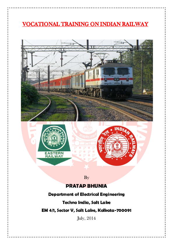 (PDF) Vocational Training Report on Indian Railway System and Operation