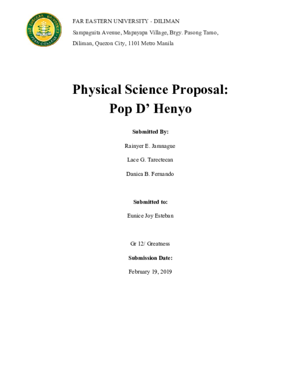 (PDF) PHYSICS PROPOSAL