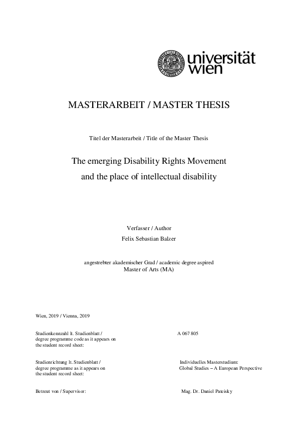 (PDF) The emerging Disability Rights Movement and the place of ...