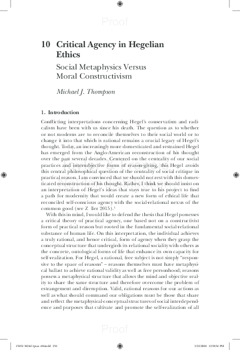 (PDF) Critical Agency in Hegelian Ethics: Social Metaphysics versus ...
