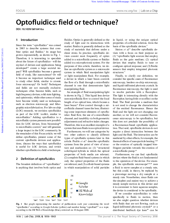 (PDF) Optofluidics: field or technique