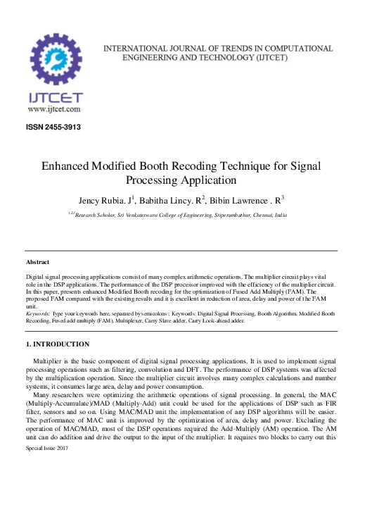 (PDF) Enhanced Modified Booth Recoding Technique for Signal Processing ...