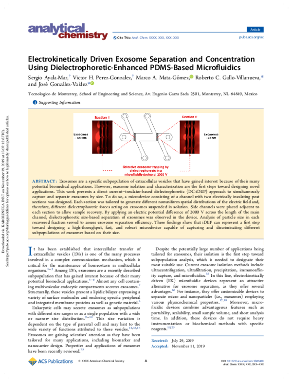 (PDF) Electrokinetically Driven Exosome Separation and Concentration ...