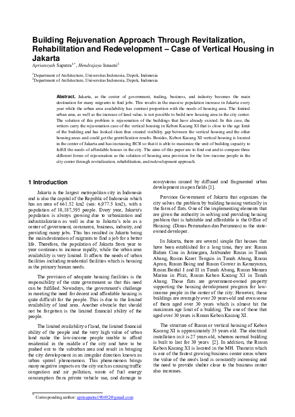 (PDF) Building Rejuvenation Approach Through Revitalization ...
