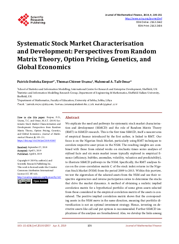 (PDF) Systematic Stock Market Characterisation and Development ...