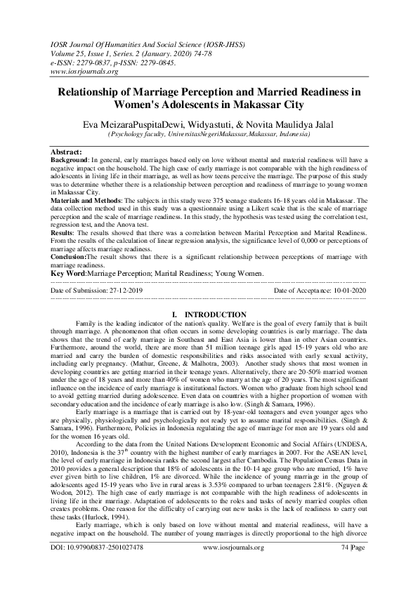 (PDF) Relationship of Marriage Perception and Married Readiness in ...