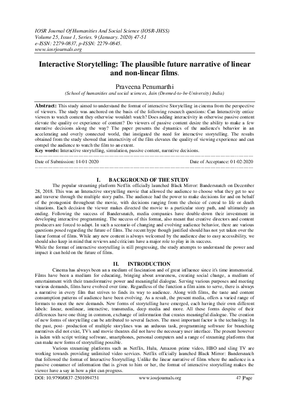 (PDF) Interactive Storytelling: The plausible future narrative of ...