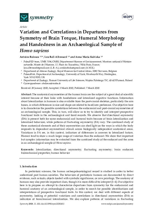 (PDF) Variation and Correlations in Departures from Symmetry of Brain ...