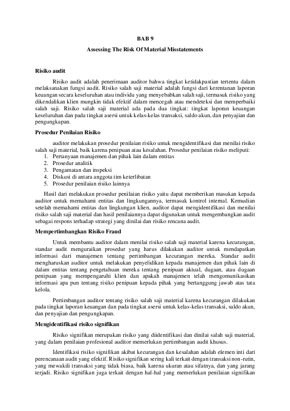 (PDF) BAB 9 Assessing The Risk Of Material Misstatements