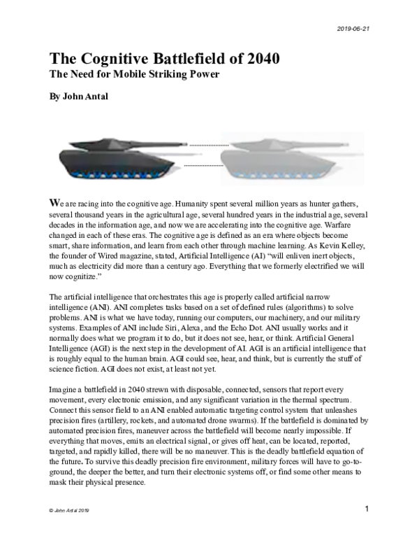 (PDF) The Cognitive Battlefield of 2040 by John Antal