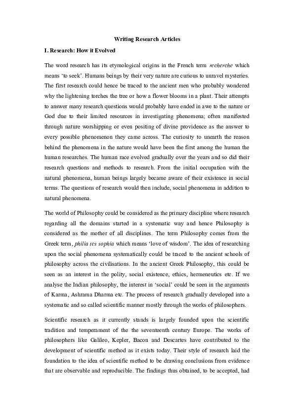 (DOC) Writing Research Articles