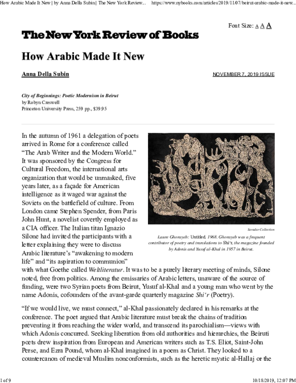 (PDF) Anna Della Subin reviews "City of Beginnings"