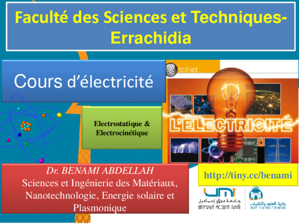 (PDF) Cours d'Electrostatique-Electrocinétique Faculté des Sciences et Techniques- Errachidia